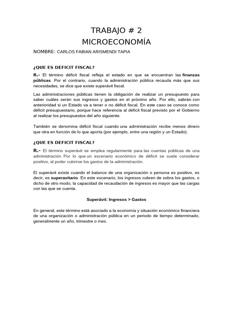 Definición de Déficit y Superávit Fiscal | PDF
