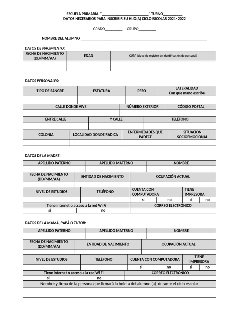 Hoja de Datos del Alumno 2021-2022 | PDF | Informática