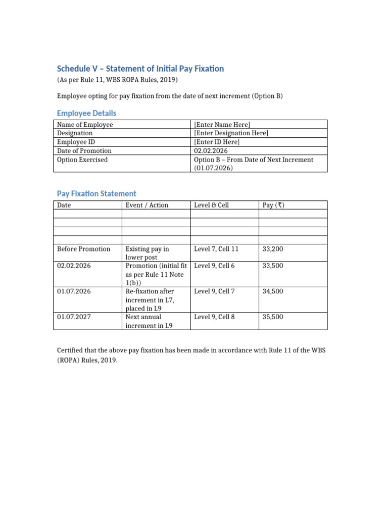 Schedule V Pay Fixation Level7 To 9 | PDF