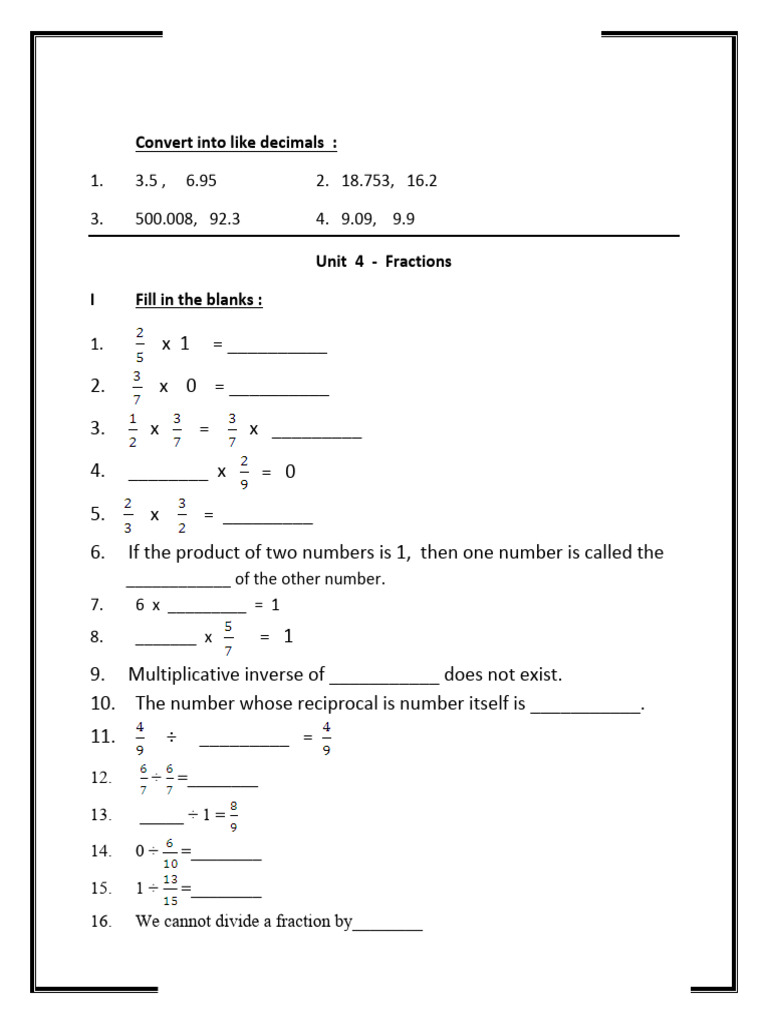 Decimal and Fractions 4 5 | PDF