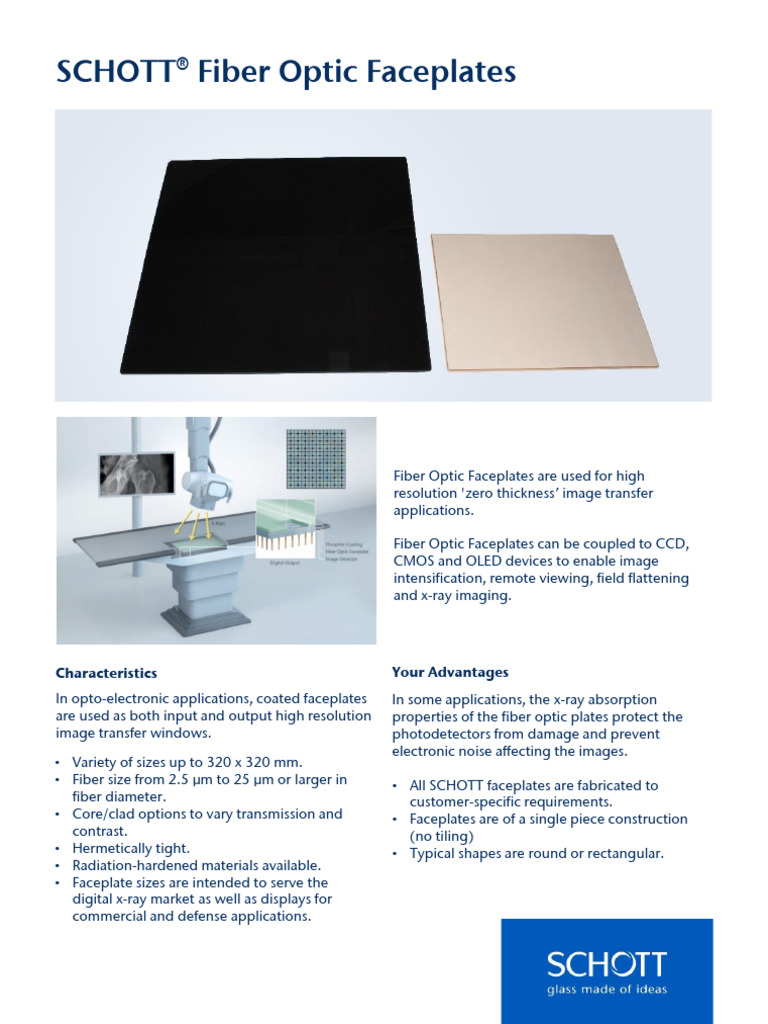 SCHOTT Fiber Optic Faceplates Overview | PDF | Optical Fiber | Optical ...