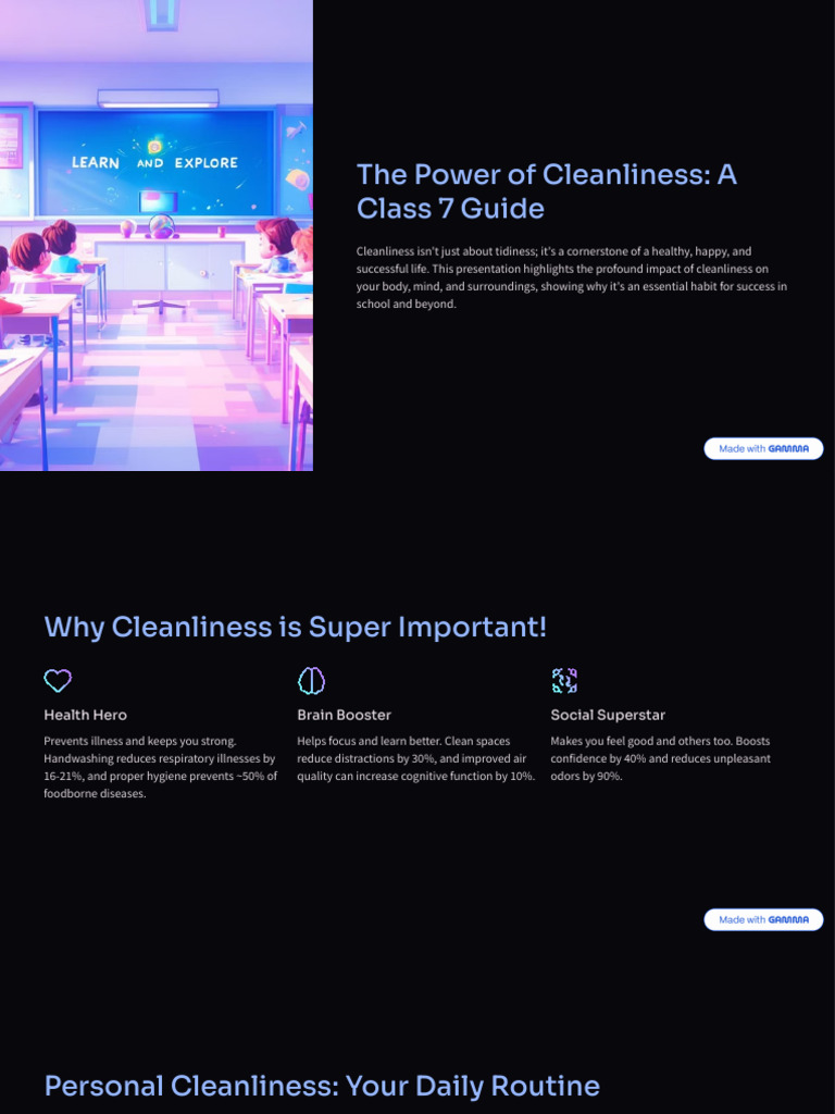 The Power of Cleanliness A Class 7 Guide | PDF | Hygiene | Hand Washing