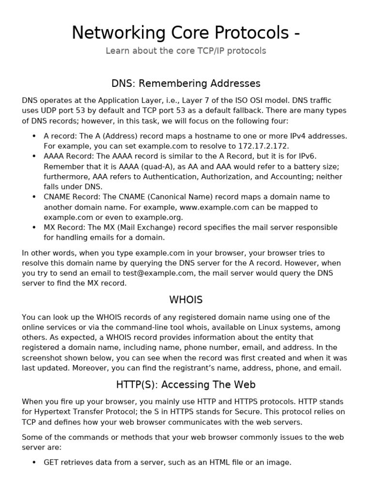 Networking Core Protocols | PDF | Domain Name System | File Transfer Protocol
