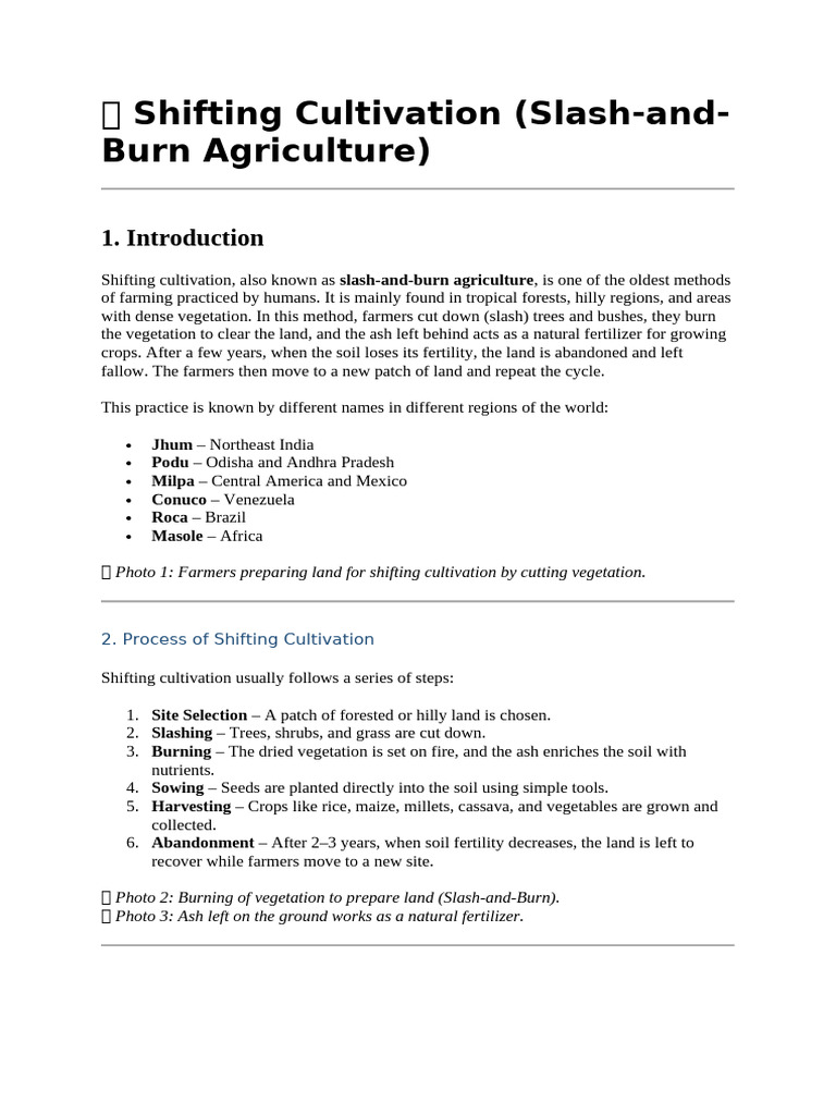 Shifting Cultivation Writeup (FINAL) | PDF | Agriculture | Agricultural ...