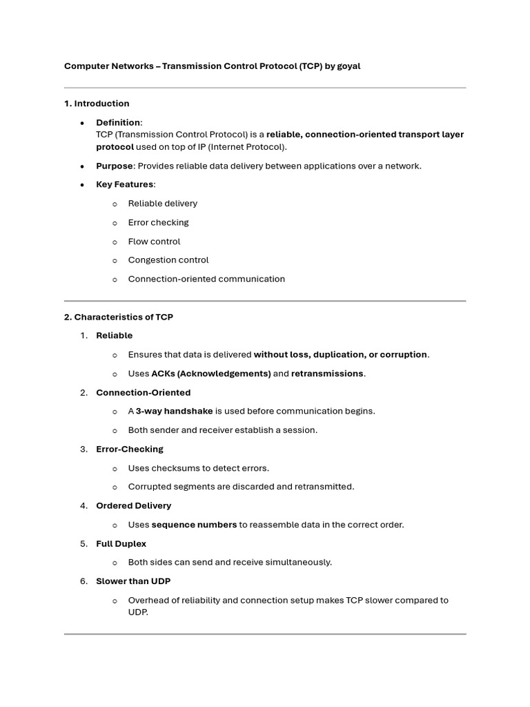 Computer Networks - Transmission Control Protocol (TCP) by Goyal | PDF | Transmission Control ...