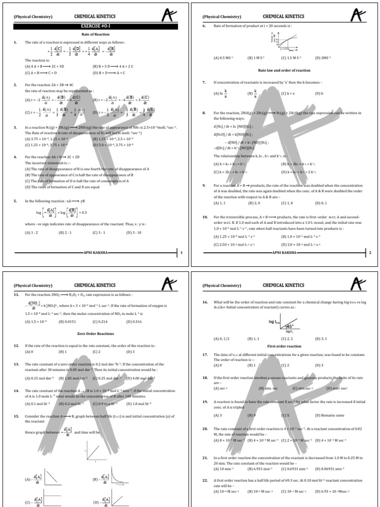 Sheet - 01 - Chemical Kinetics Exercise | PDF | Activation Energy ...