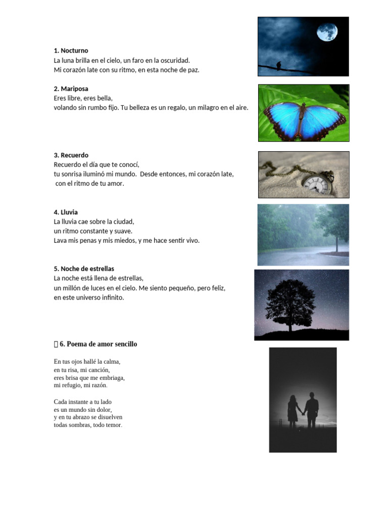 Poemas Cortos con Imágenes Inspiradoras | PDF