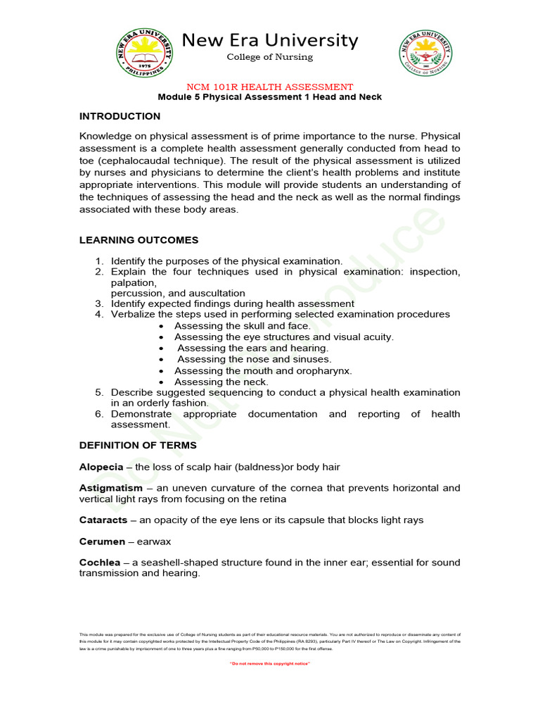 Head and Neck Physical Assessment Guide | PDF | Human Nose | Ear
