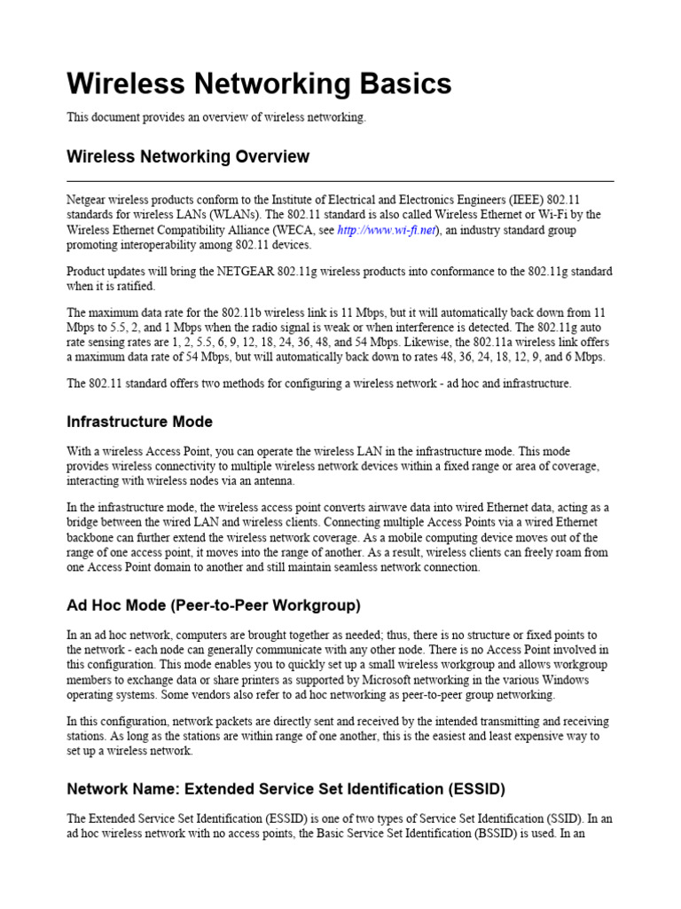 Wireless Networking Basics | PDF | Wireless Lan | Ieee 802.11