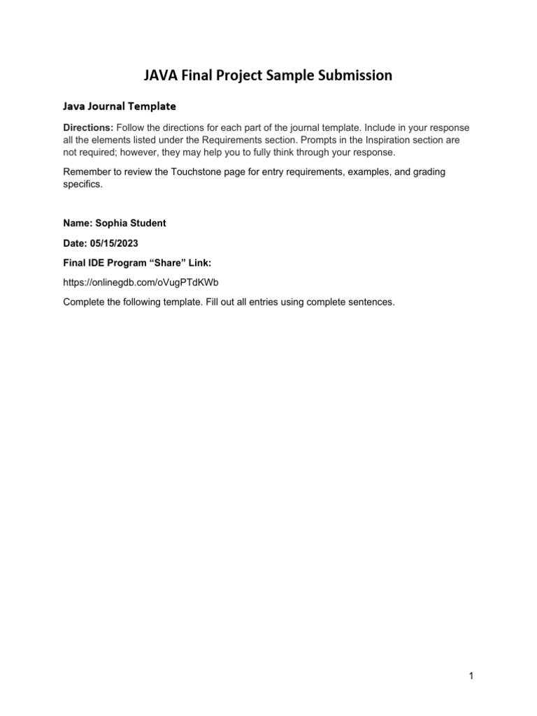Touchstone JAVA Journal Sample | PDF | Control Flow | Boolean Data Type