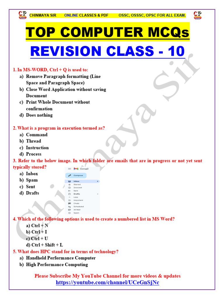 Computer Revision Test 10 | PDF | Microsoft Word | World Wide Web