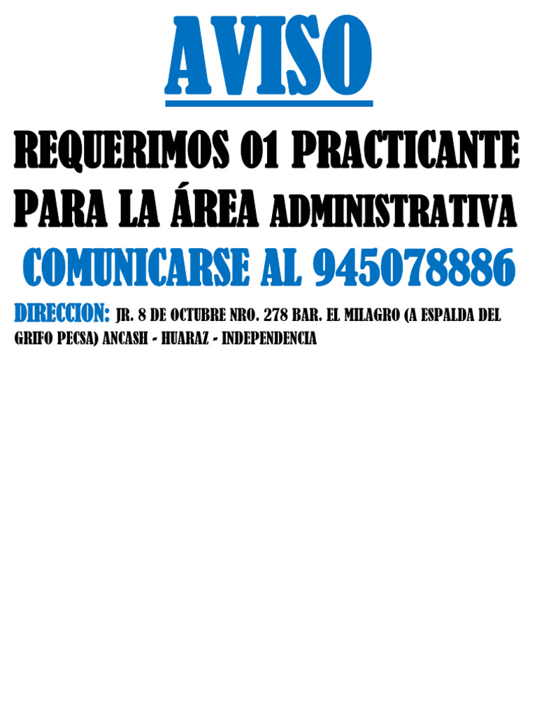 Practicante Administrativo en Huaraz | PDF