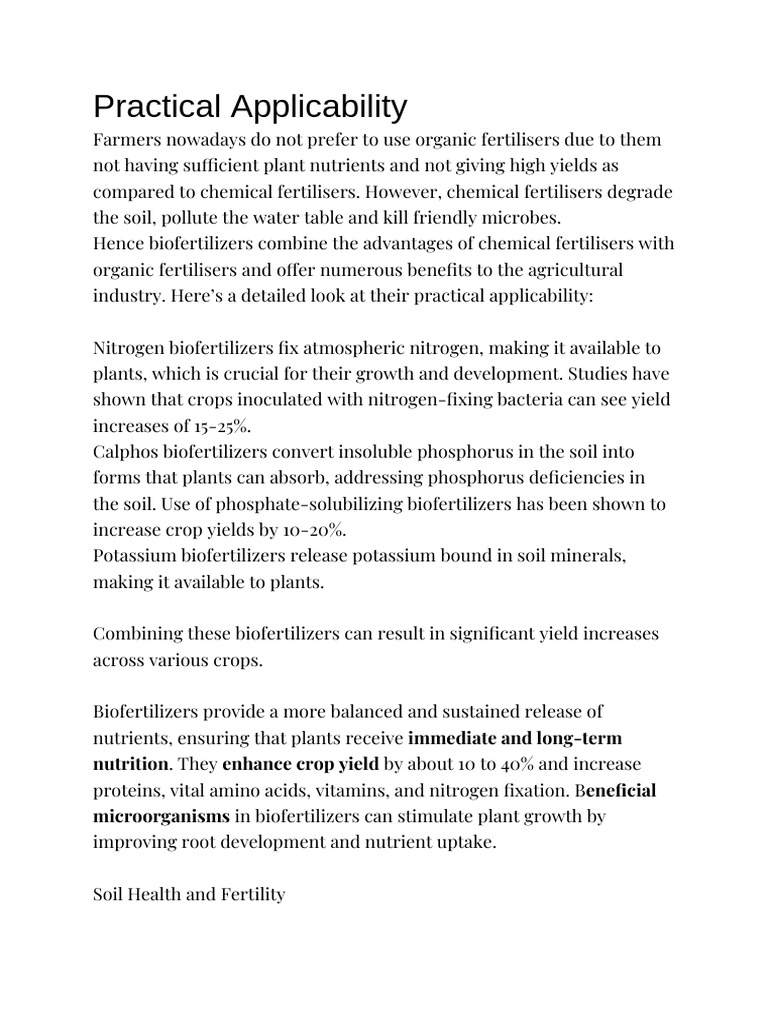 Practical Applicability | PDF | Fertilizer | Soil