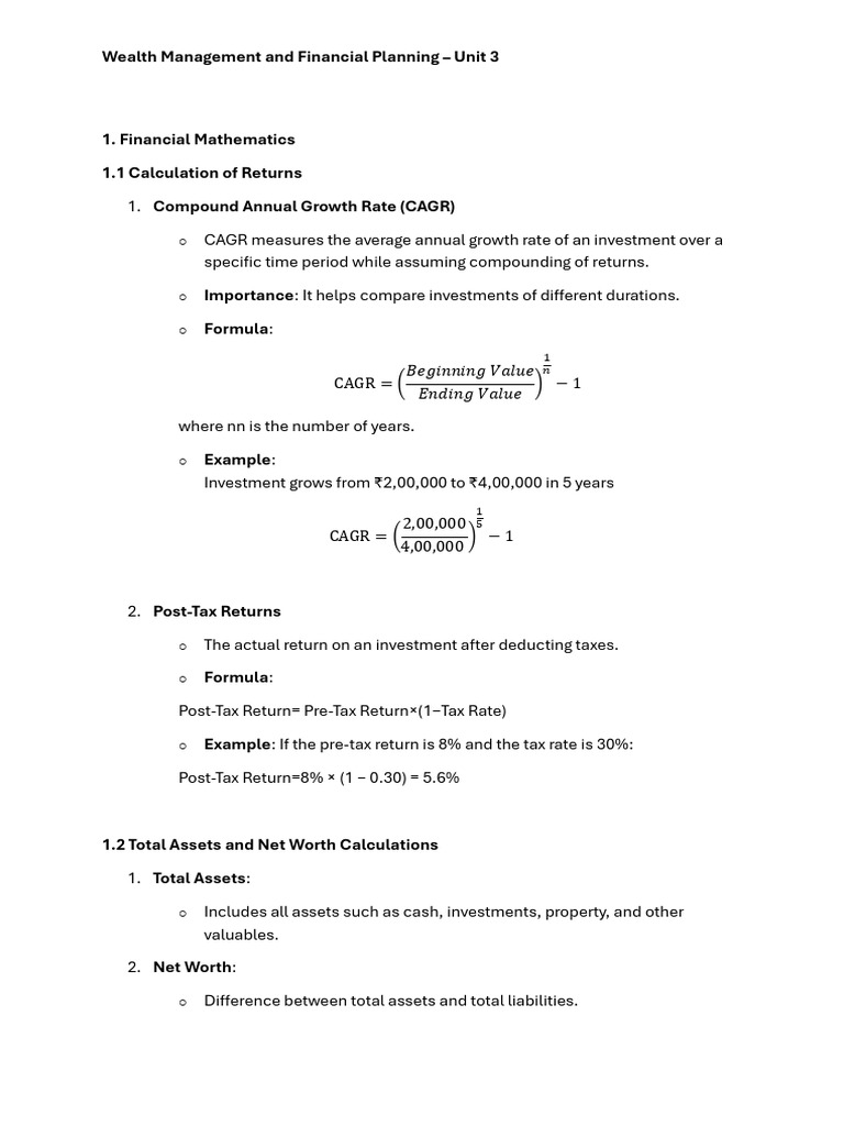 Wealth Management and Financial Planning - Unit 3 | PDF | Taxes ...