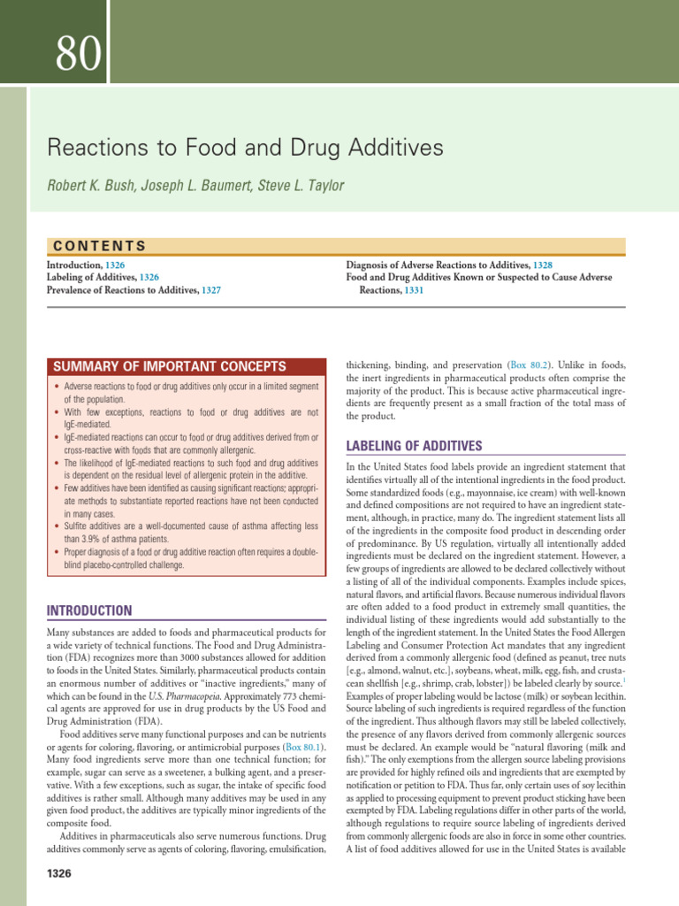 Reactions To Food and Drug Additives | PDF | Allergy | Asthma