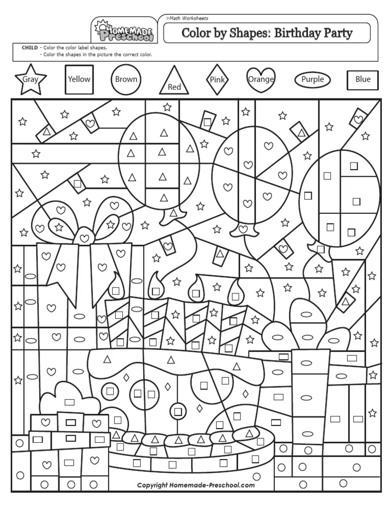 MW Color by Shapes Birthday Party | PDF