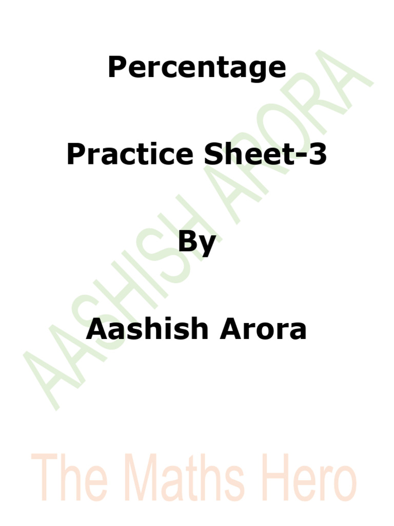 The Maths Hero - Percentage Practice Sheet 3 | PDF