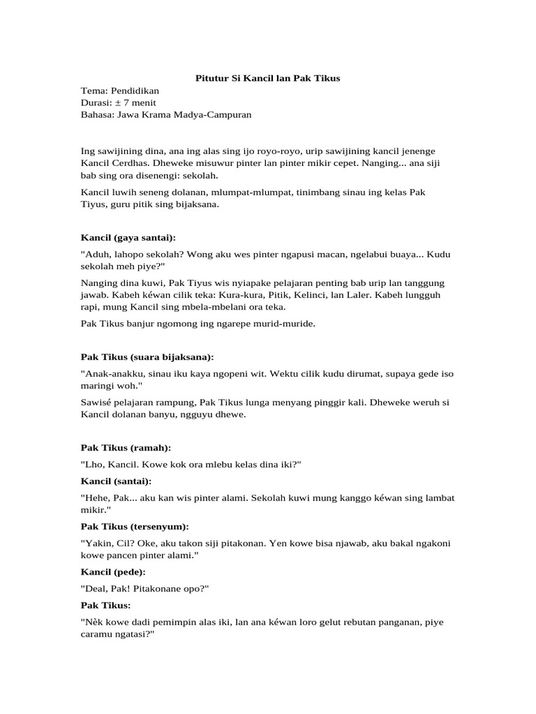 Dongeng Fabel Pendidikan Kancil | PDF