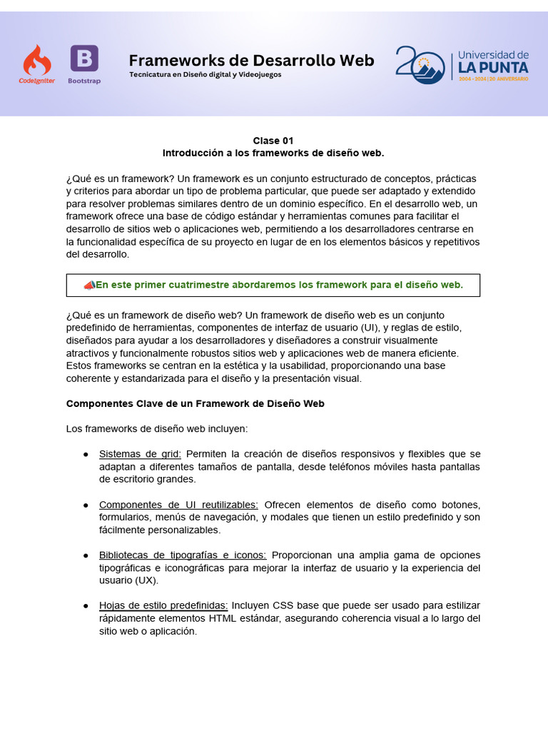 Clase 01 - Introducción A Los Frameworks de Diseño Web | PDF | Bootstrap (marco frontal ...