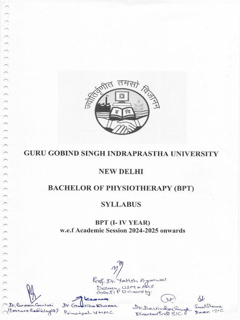 BPT Syllabus I-IV Year As 2024-2025 | PDF