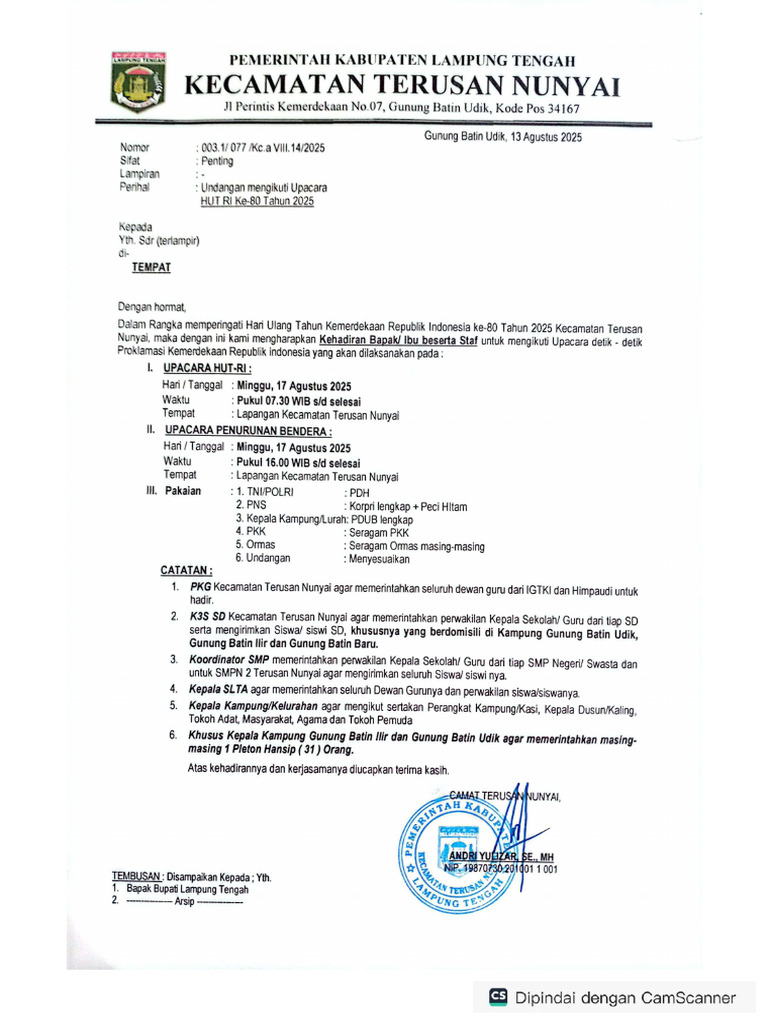Undangan Upacara HUT RI Ke-80 | PDF