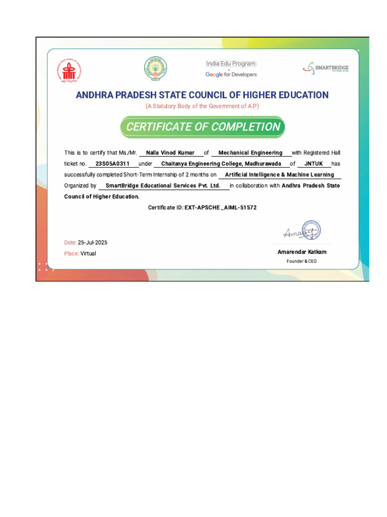 Certificate - SmartInternz | PDF