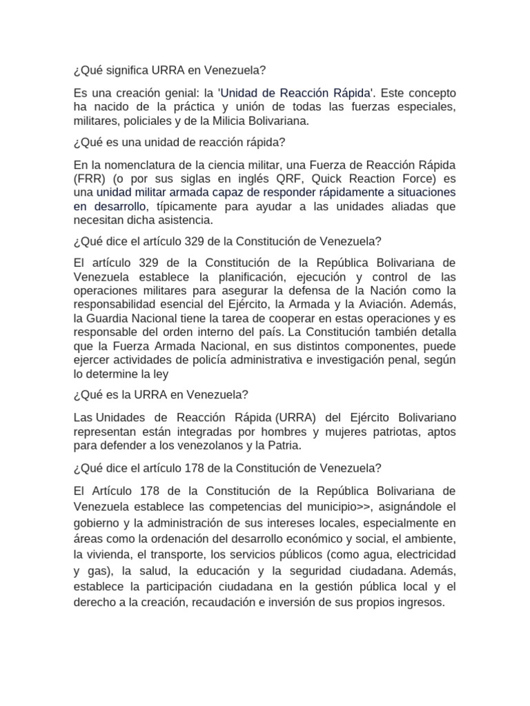 Significado de URRA en Venezuela | PDF