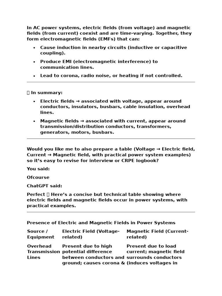 Electric and Magnetic Fields in Power Systems | PDF | Insulator ...