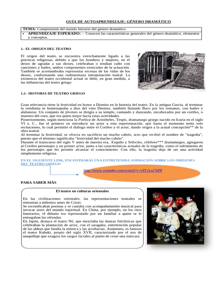 Guía del Género Dramático: Orígenes y Estructura | PDF | Teatro | Tragedia