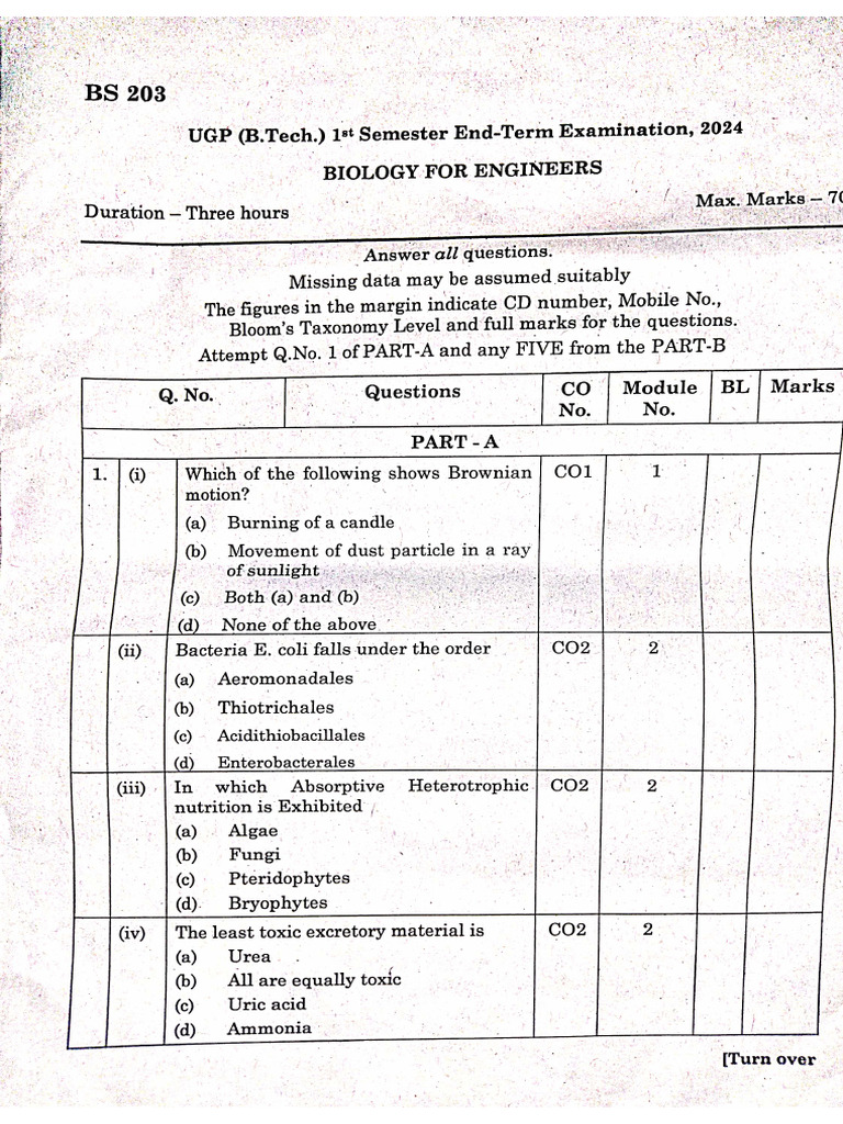 Biology for Engineering | PDF