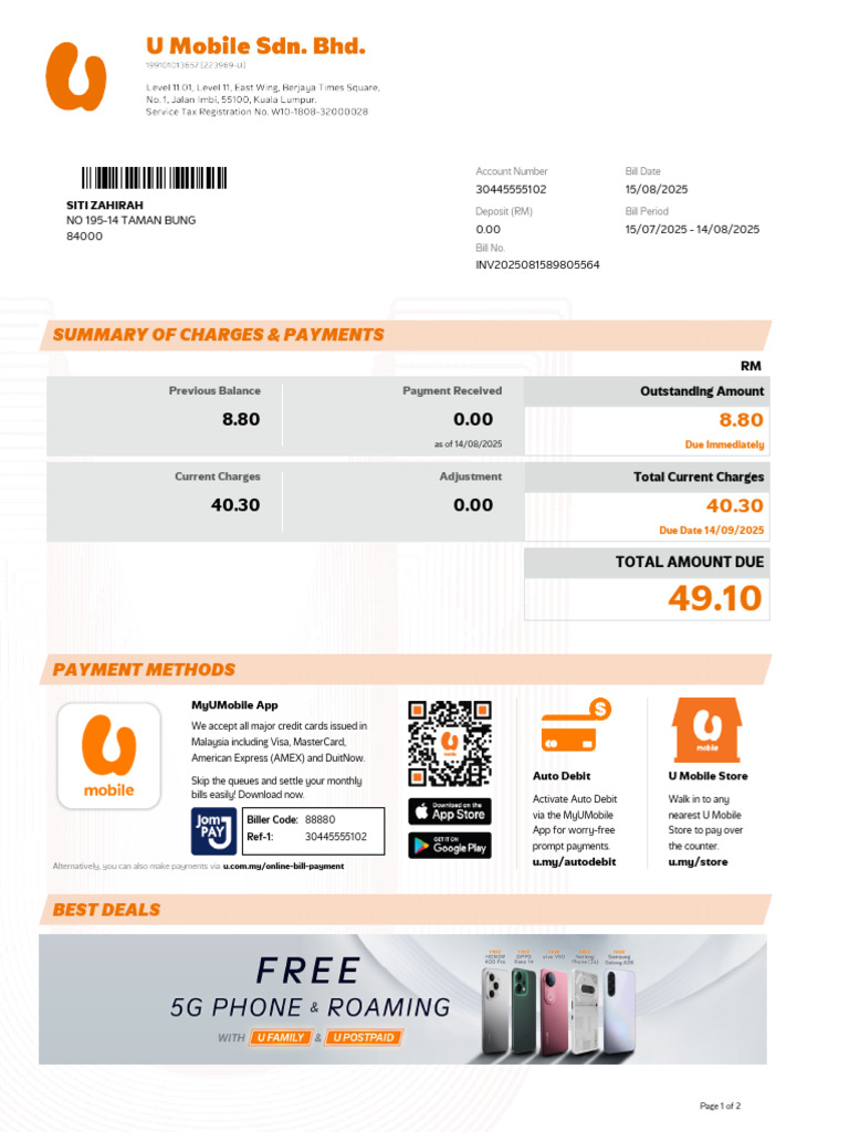 U Mobile E-Invoice Request Guide | PDF | Payments | Debit Card