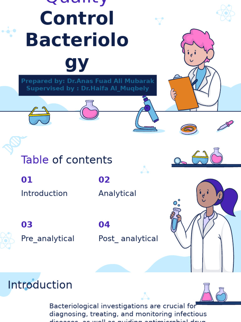 Bacteriology Quality-Control-Lab Anas 2 | PDF | Staining | Infection
