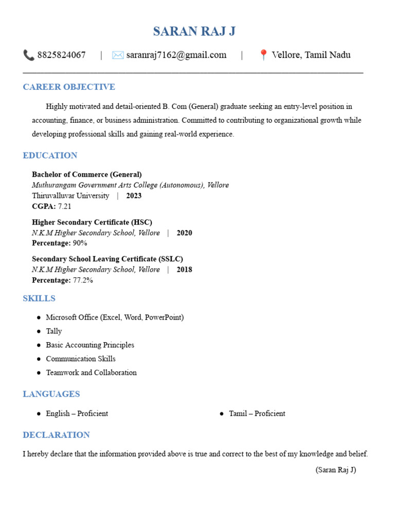 Saran Resume | PDF