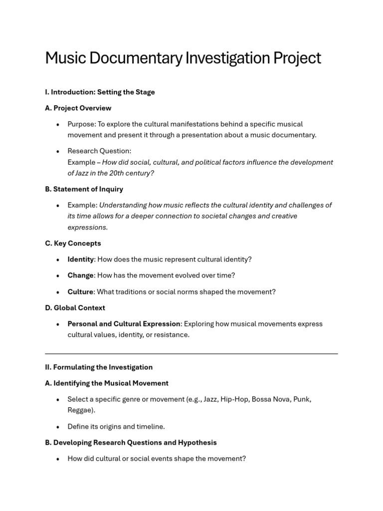Music Documentary Investigation Project 1 | PDF | Identity (Social ...