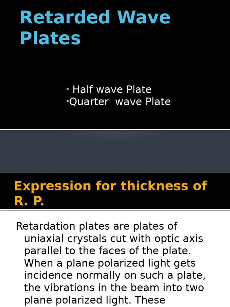 Retarded Wave Plates | PDF