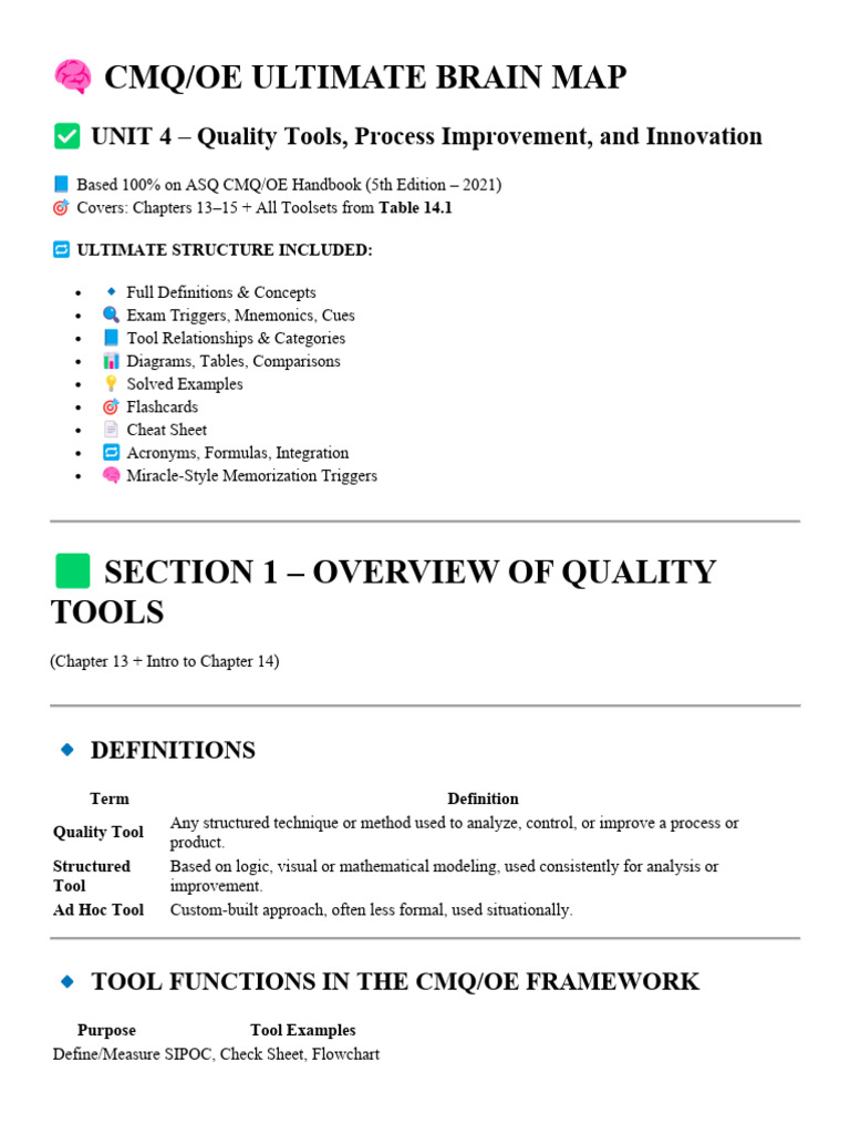 Quality Tools for Process Improvement | PDF | Swot Analysis | Lean ...
