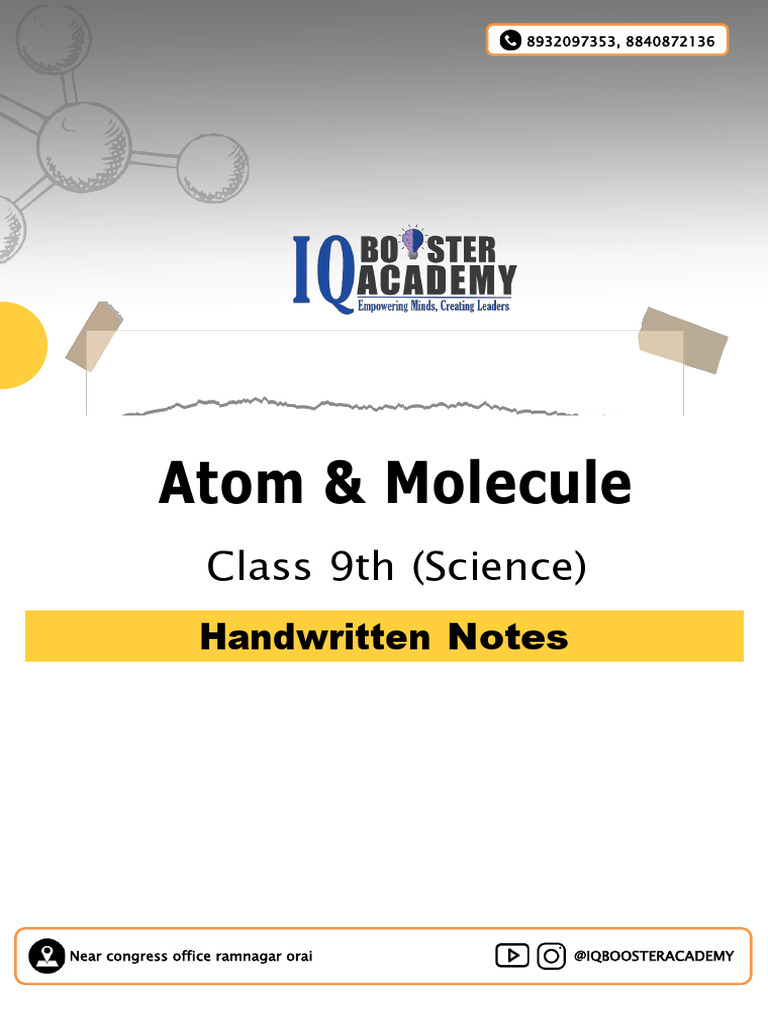 Class 9 Atom & Molecule Notes PDF | PDF