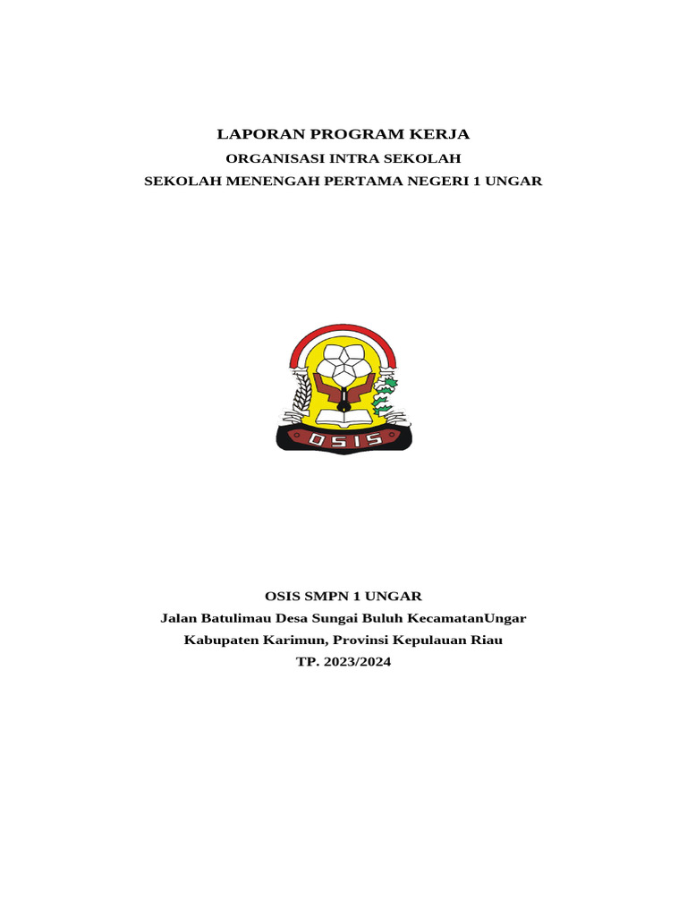 Laporan Program Kerja Organisasi Siswa Intra Sekolah 2023 2024 | PDF
