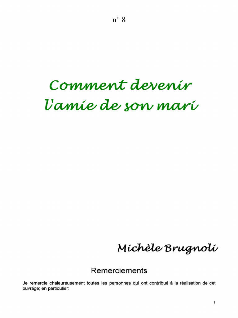 COMMENT8 - Comment Devenir L'amie de Son Mari (Michèle Brugnoli) | PDF