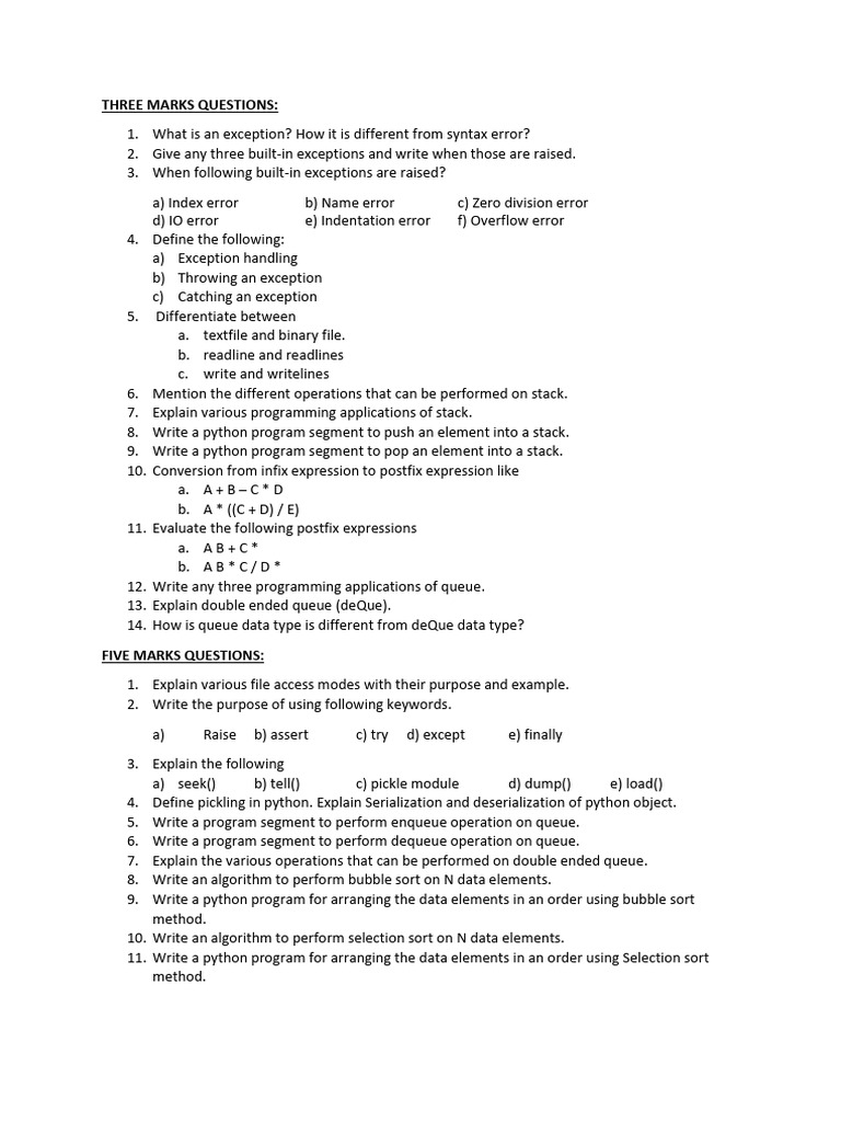 Three and Five Marks Qa.docx | PDF