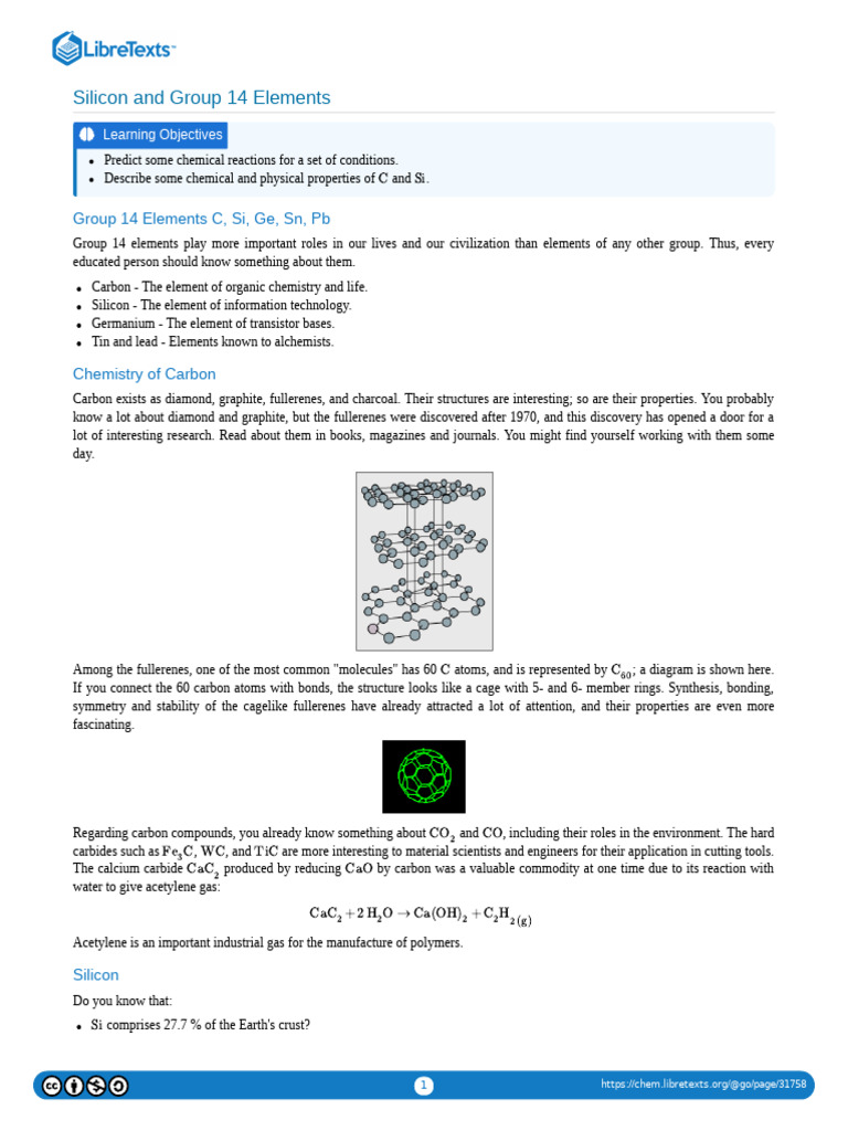 Silicon in Group 14: Properties & Uses | PDF | Silicon Dioxide | Silicon