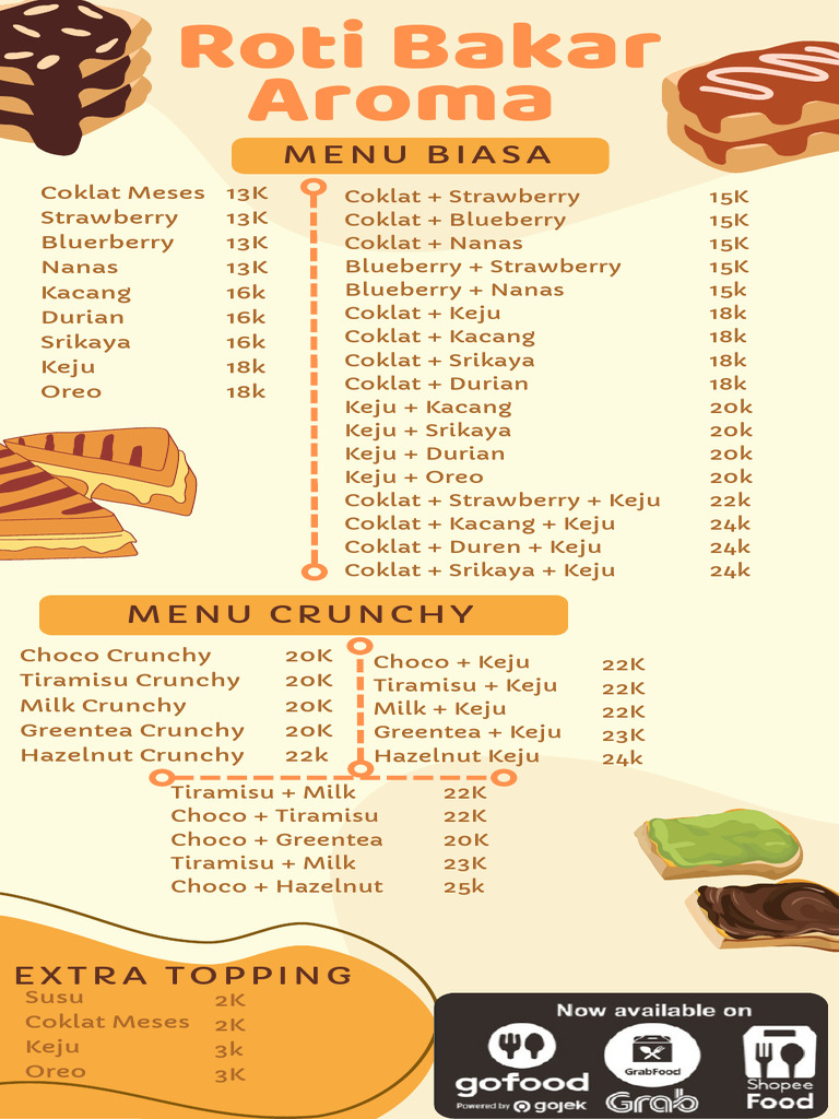 Banner Menu Roti Bakar Kuning Dan Oranye Abstrak Imut - 20250811 ...