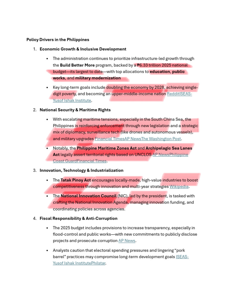 Philippine Policy Drivers and Legislation | PDF | Philippines | Government