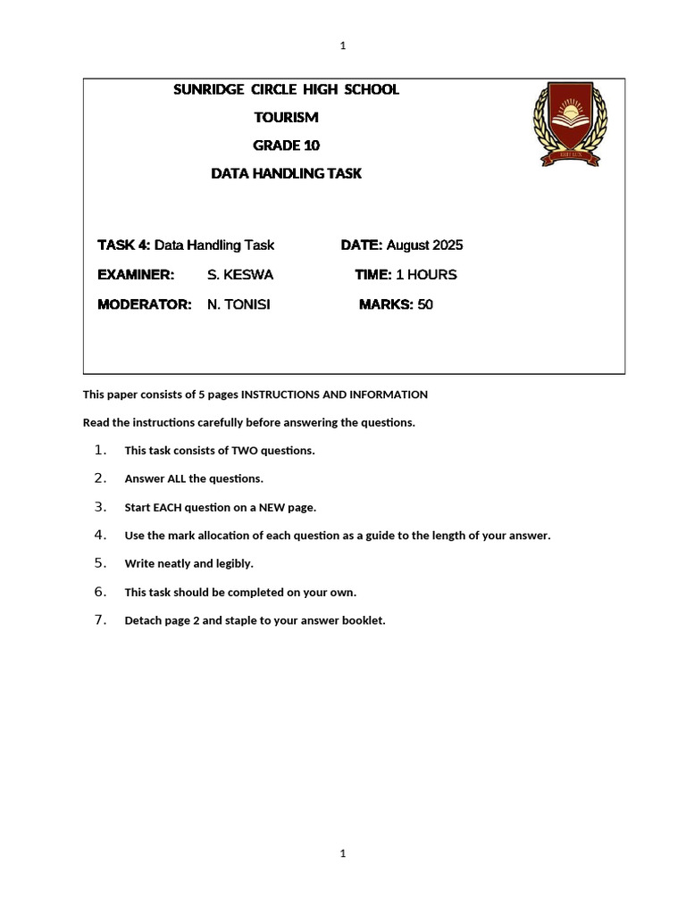 GR 10 Data Handling Task 2025 | PDF