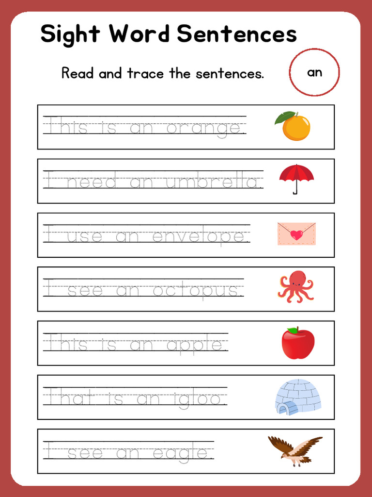 Sight Word Sentence Practice for Kids | PDF