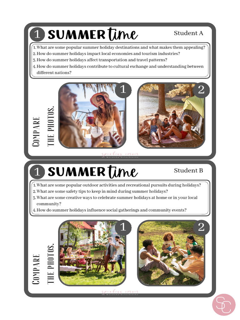 Summer Holidays-Speaking-Cards | PDF | Economies