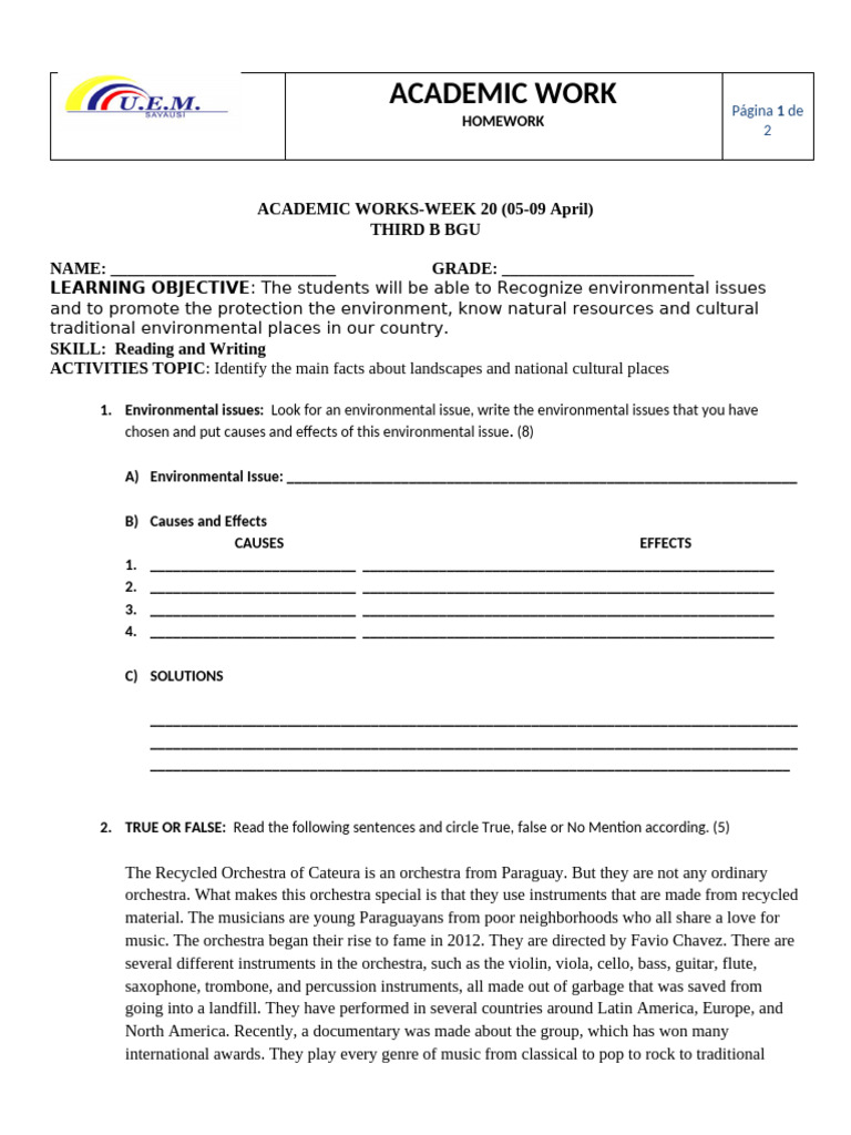 Block 4 Academic Work 3th B Week 30, 05-09 March | PDF | Orchestras ...