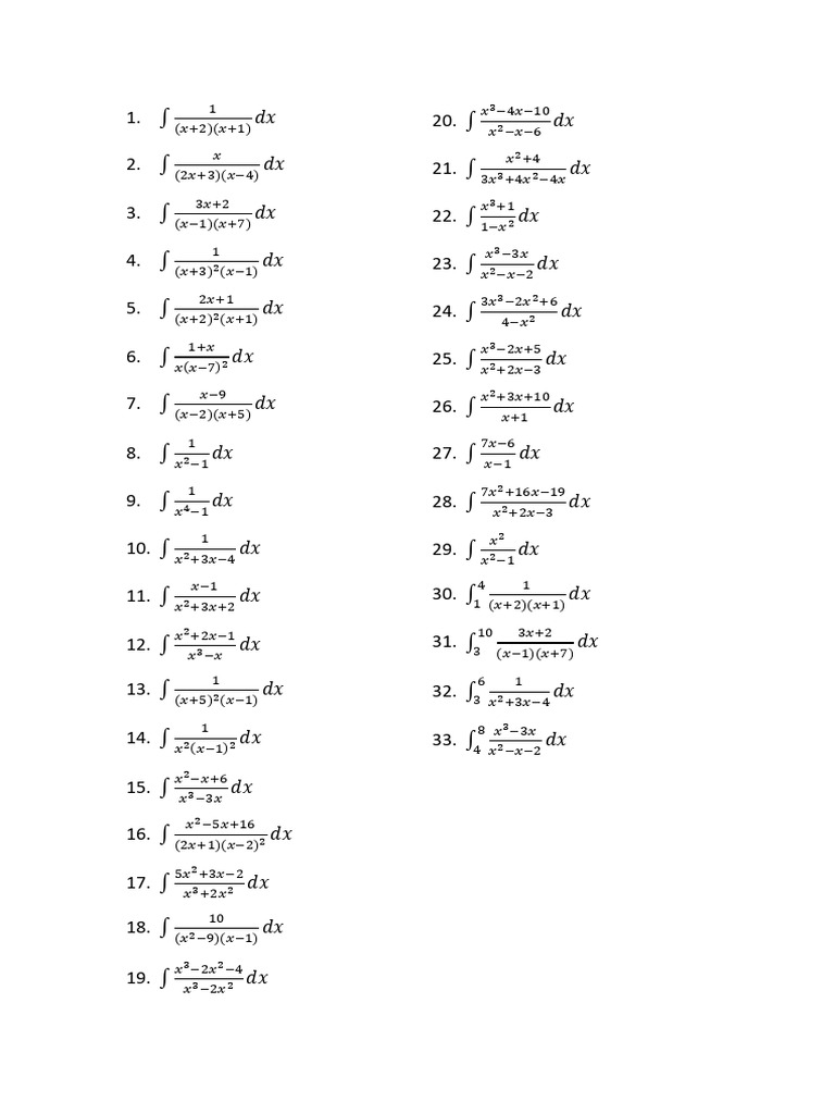 Partial & Improper Fraction Integration | PDF