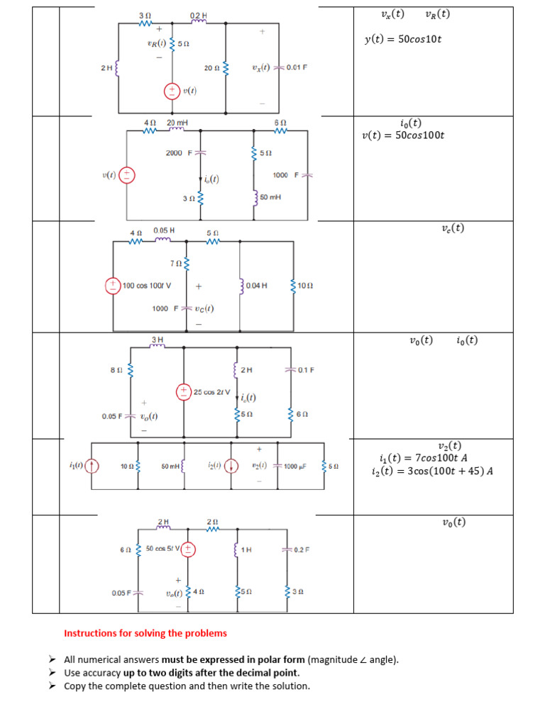 HW of Mesh and Nodal Analysis of Ac Networks | PDF