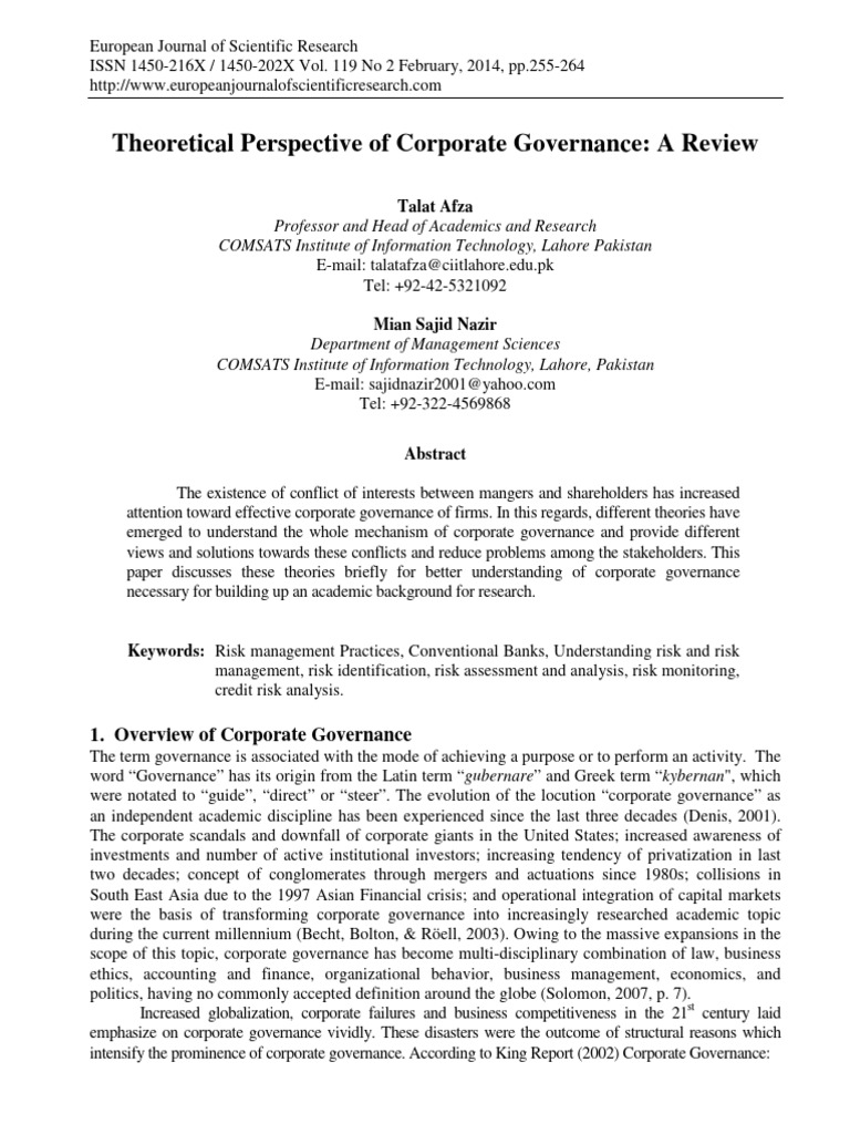 Corporate Governance Theories Overview | PDF | Corporate Governance ...